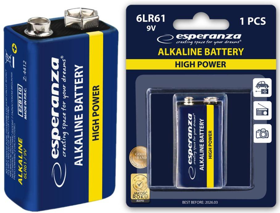 BATERIA ALKALICZNA 6LR61 1SZT | SPRZĘT RTV \ AKUMULATORY | PRO-TECH Damian Sadowski