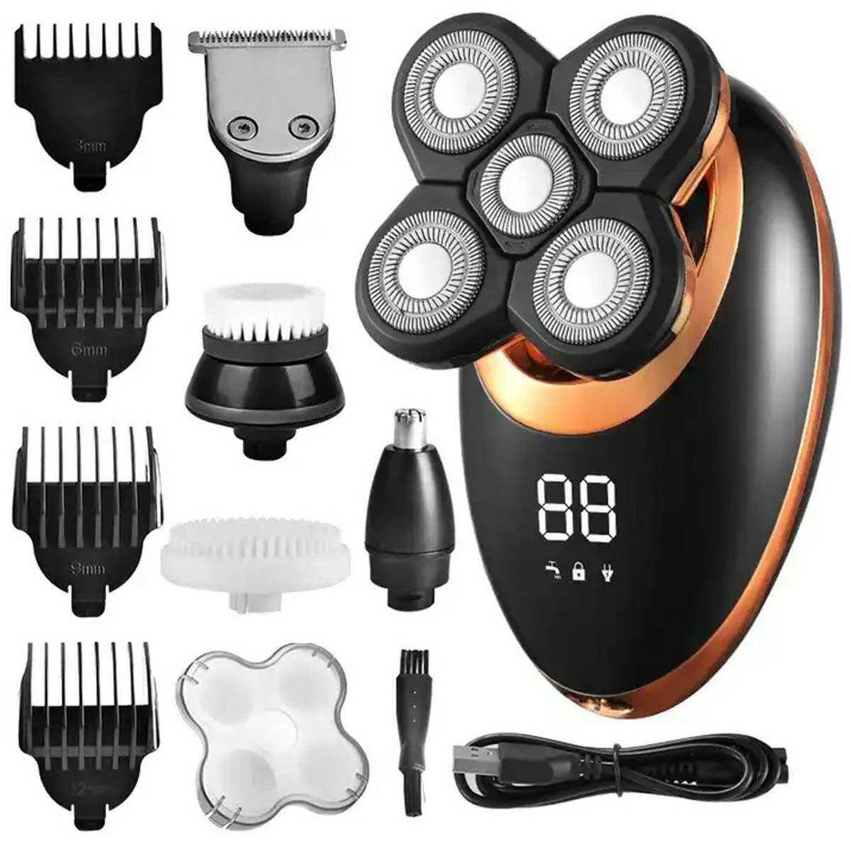 GOLARKA MĘSKA MASZYNKA ELEKTRYCZNA DO GOLENIA GŁOWY BRODY TRYMER 5W1 ...