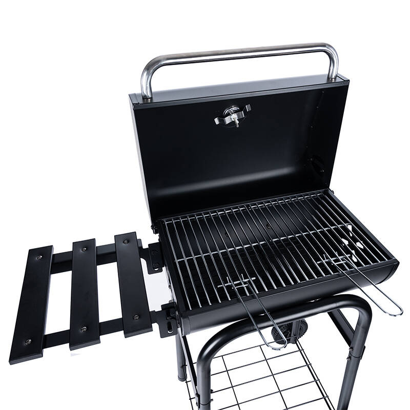 Grill ogrodowy węglowy na brykiet zamykany BBQ przenośny z pokrywą ...