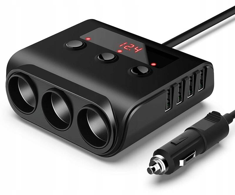 ROZDZIELACZ GNIAZDA ZAPALNICZKI ŁADOWARKA SAMOCHODOWA 12/24V 4 x PORTY USB | MOTORYZACJA ...