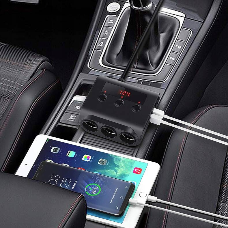 ROZDZIELACZ GNIAZDA ZAPALNICZKI ŁADOWARKA SAMOCHODOWA 12/24V 4 x PORTY USB | MOTORYZACJA ...