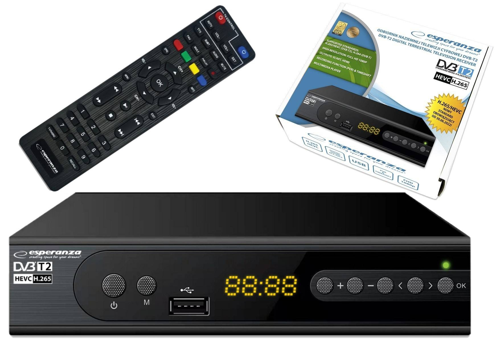 Tuner cyfrowy dekoder TV DVB-T/T2 H.265/HEVC EV106P | SPRZĘT RTV \ DVB ...